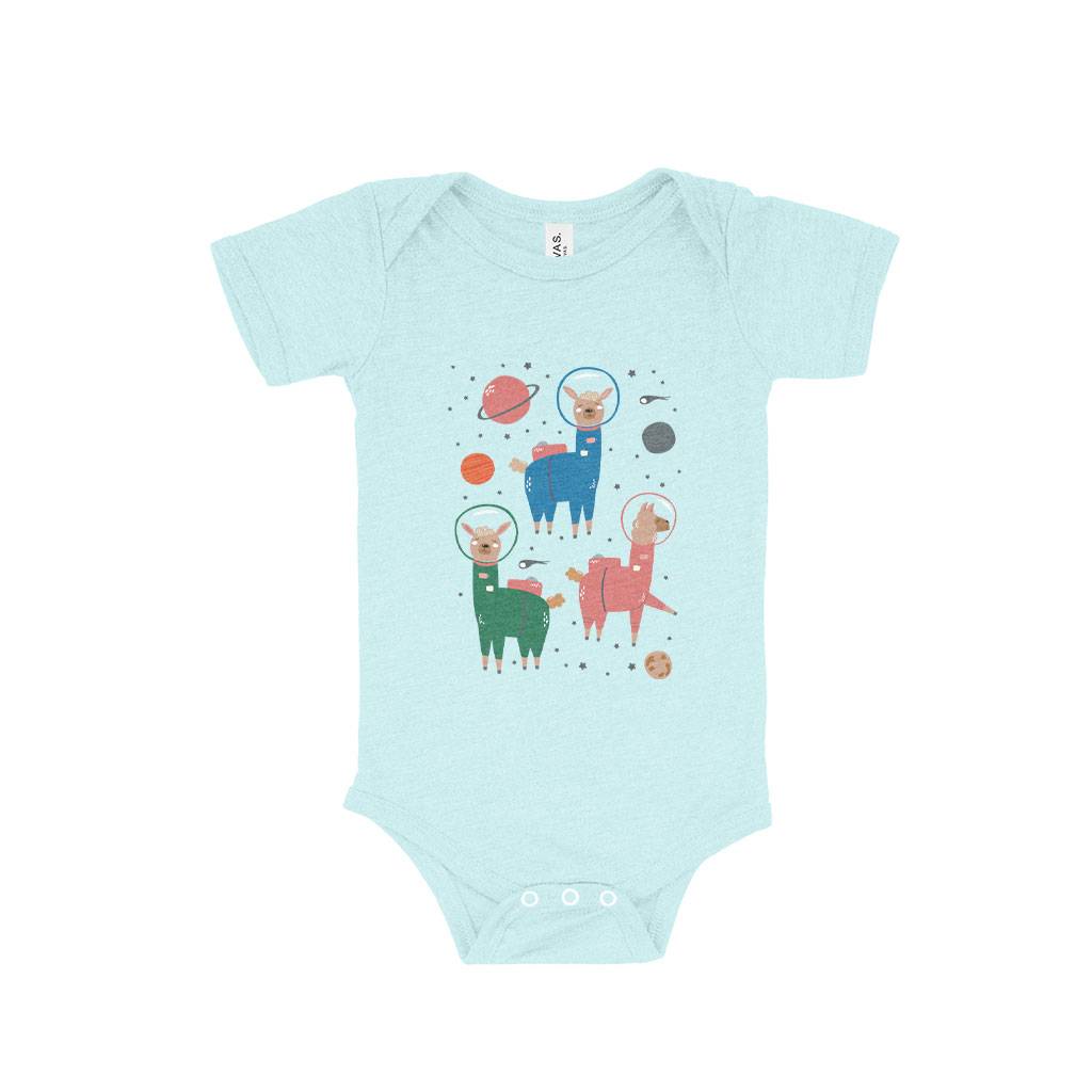 Astronaut Llamas Baby Triblend One-Piece