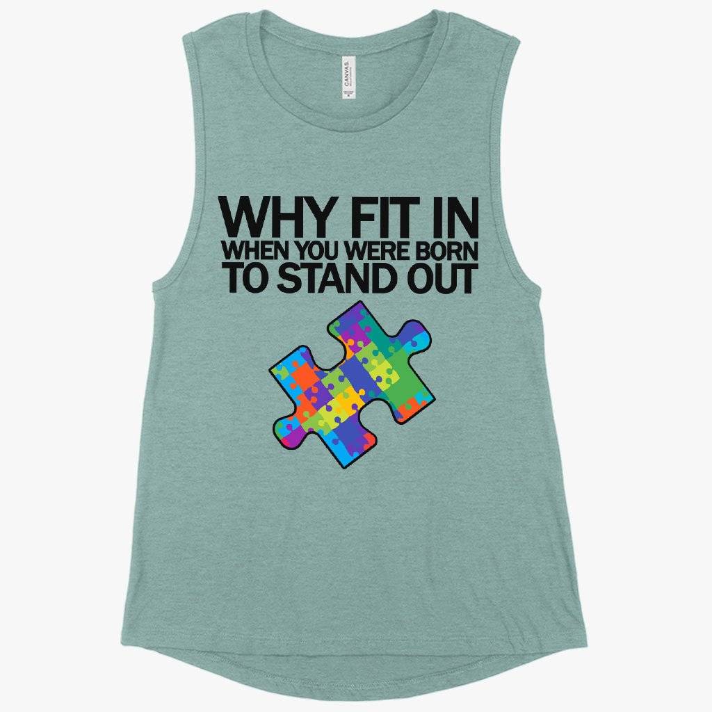 Women’s Muscle Autism Puzzle Tank – Autism Tank Ideas – Autism ...