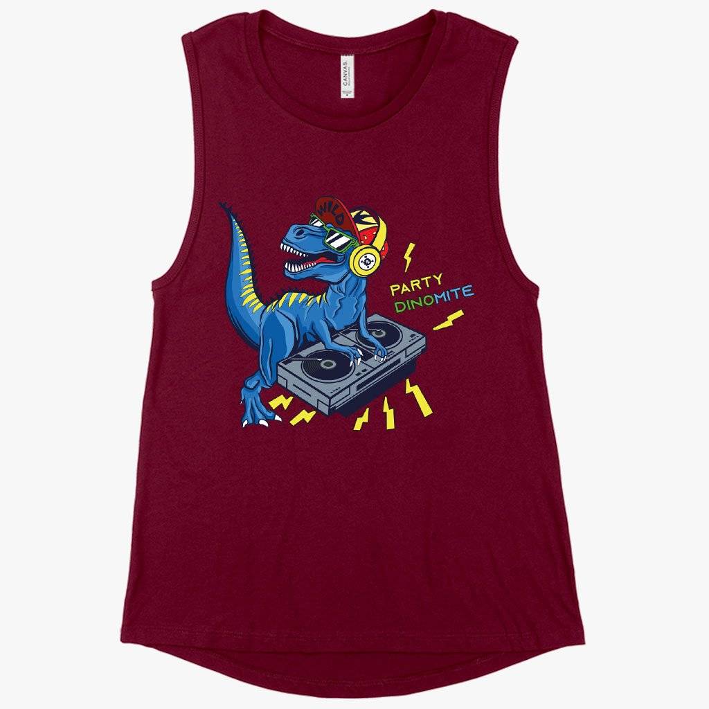 Women’s Muscle Party DinoMite Tank – Dinosaur Tank